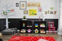 Bright Kids Playroom Ideas and Black White Red Color Combination